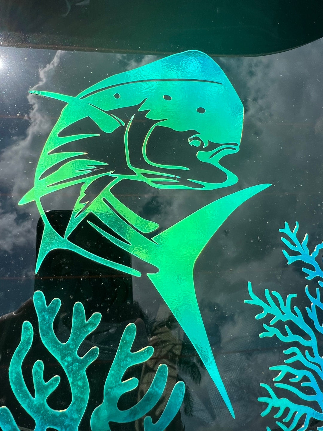 Metallic Vinyl Decal - Mahi Mahi Dolphin - Blue to Green Iridescent - Etsy
