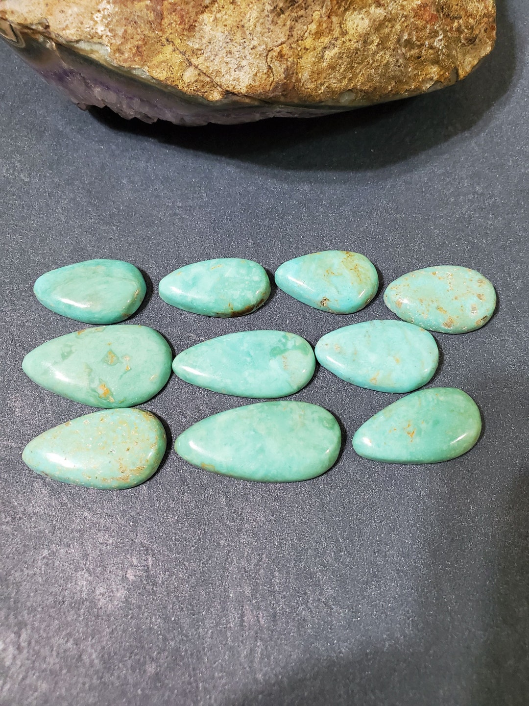 10 Ps Turquoise Cabochons/teardrop Turquoise Cabs/flat Back Cabochon ...