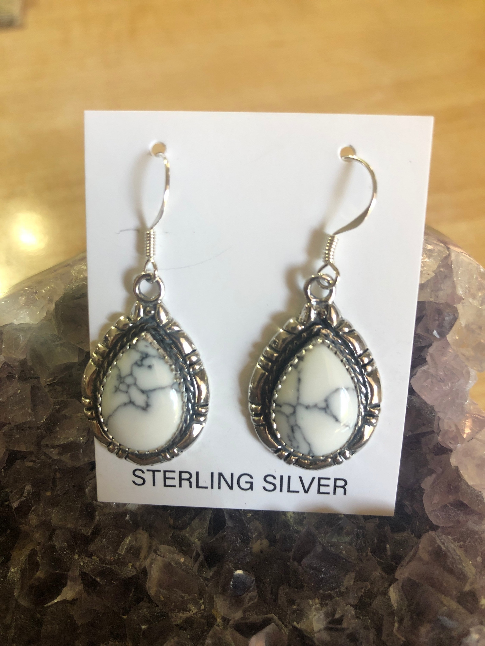 White Buffalo Turquoise Earrings/sterling Silver/southwestern Jewelry ...
