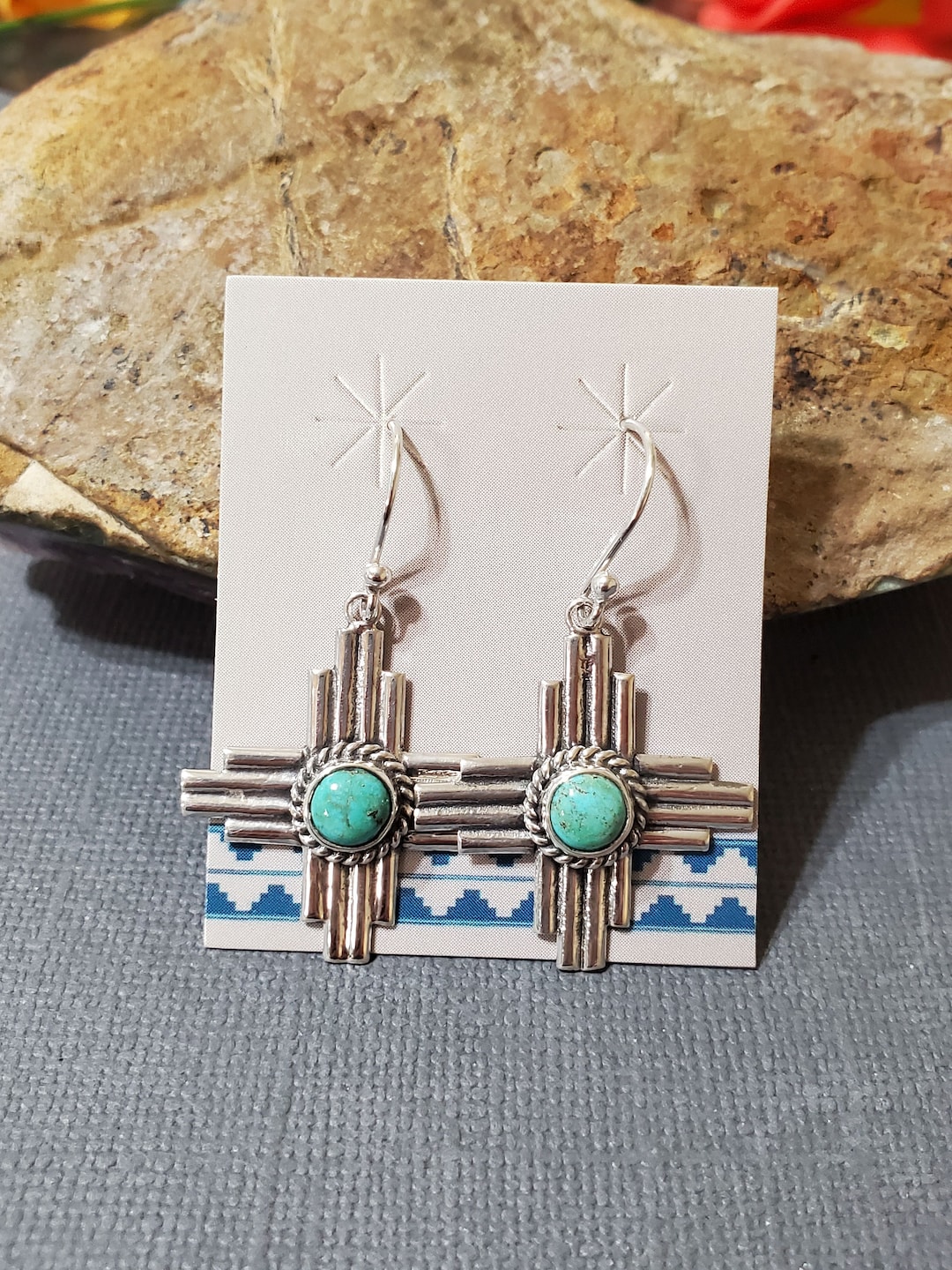 Zia Earring/zia Turquoise Earring/sterling Silver Pendant/turquoise Zia ...