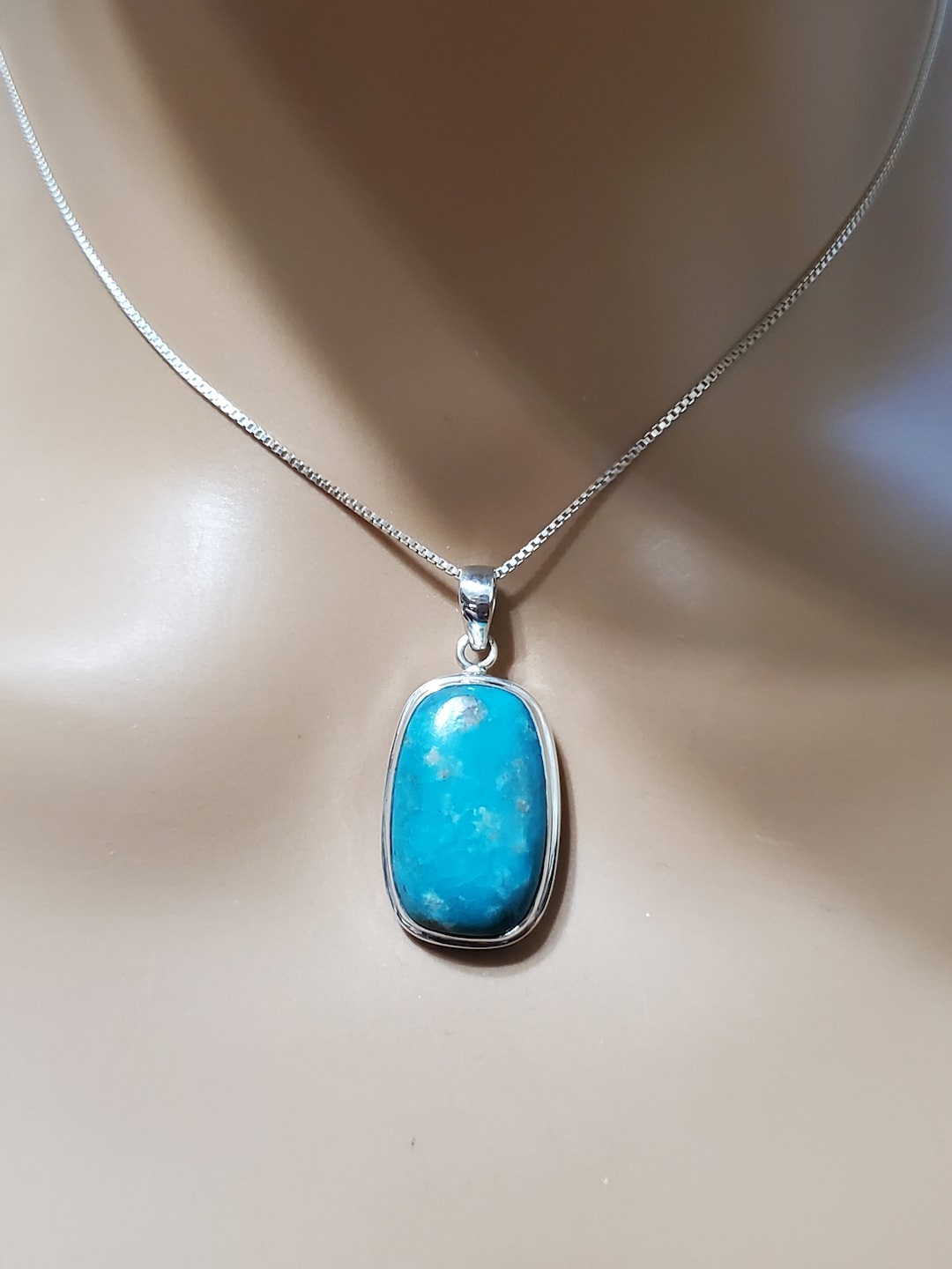 Dainty Blue Turquoise Pendant/kingman Turquoise Pendant Necklace ...