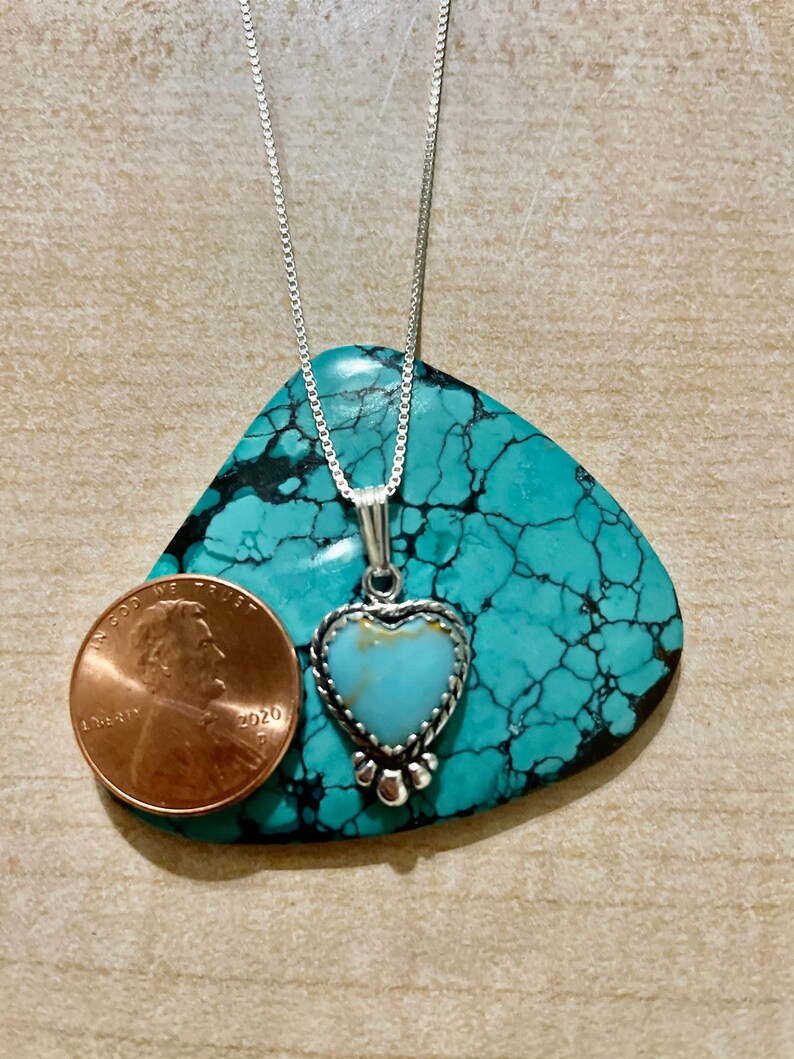 Heart Turquoise Necklace/Blue Turquoise Heart Pendant/Heart/ | Etsy