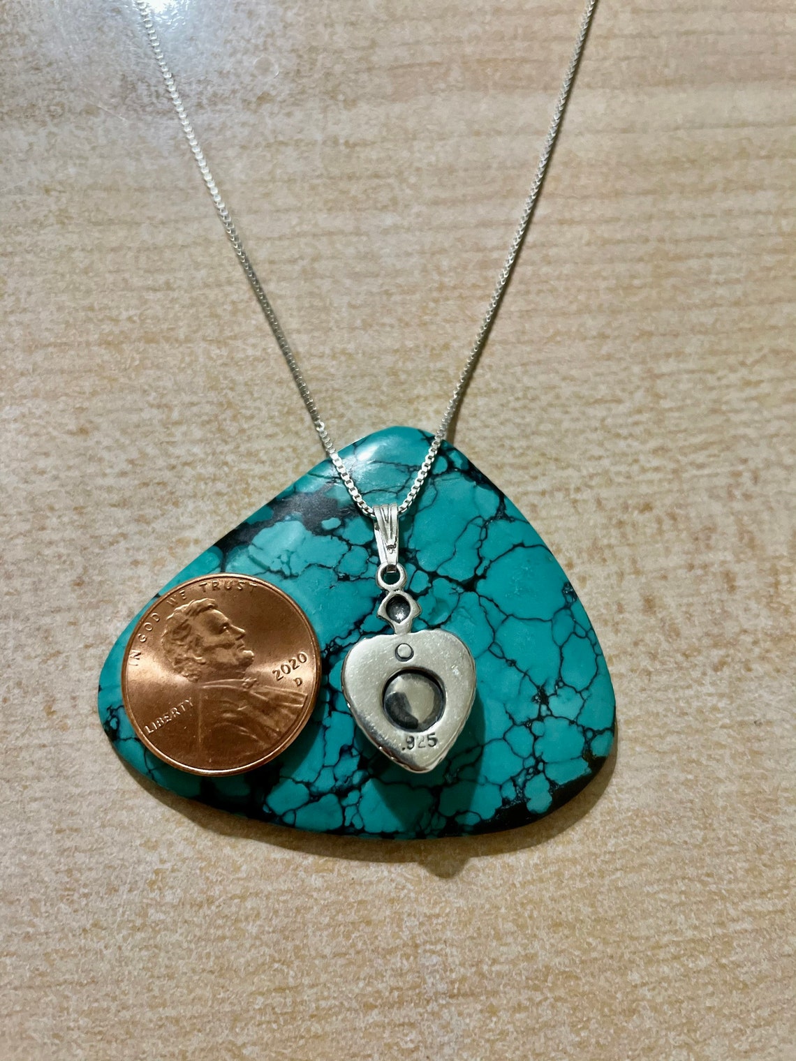 Cute Heart Turquoise Necklace/box Chain/blue Turquoise Heart Pendant ...