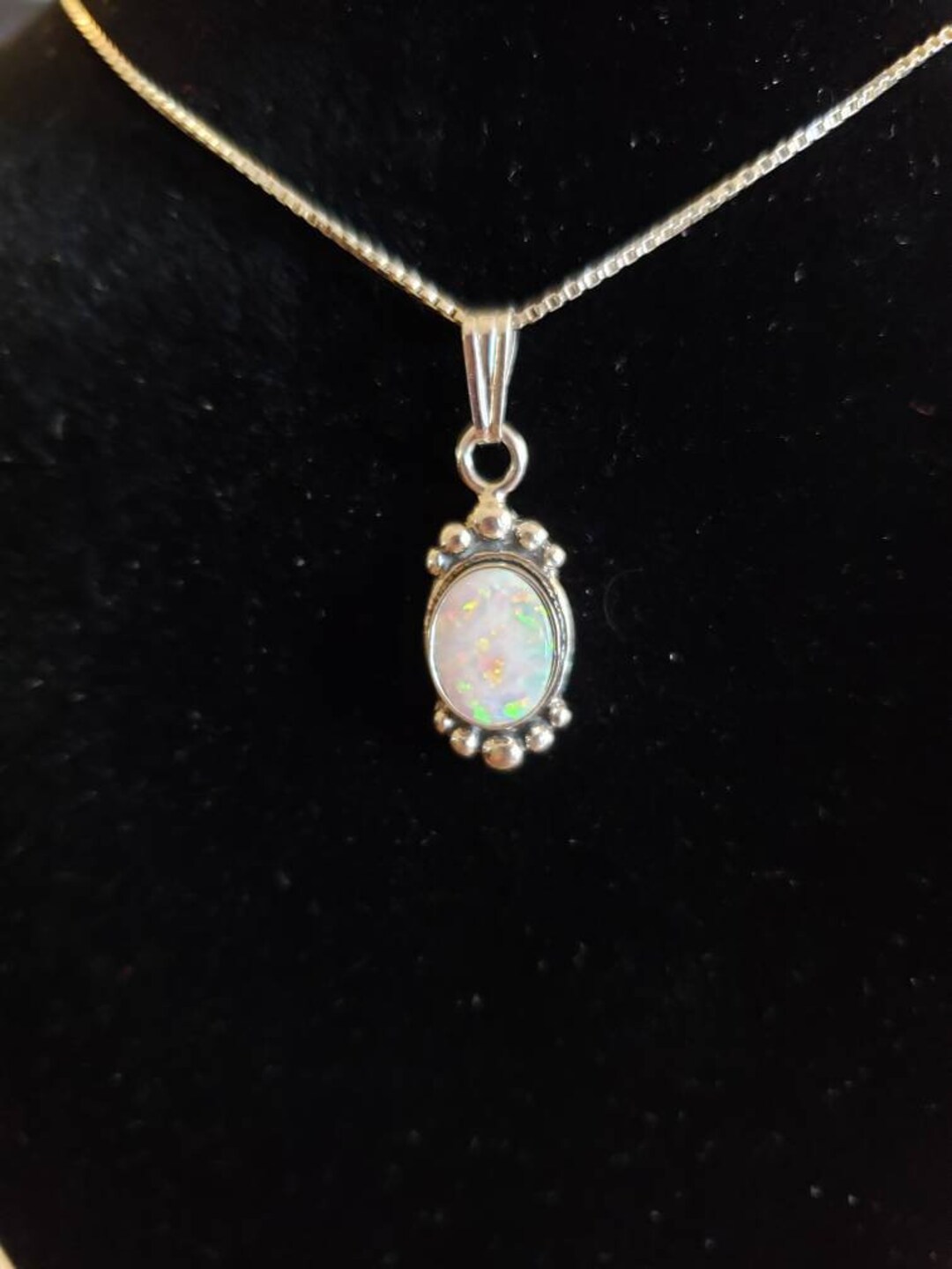 Dainty Oval Fire Opal Collier/Sterling Silver 925/Handmade - Etsy France