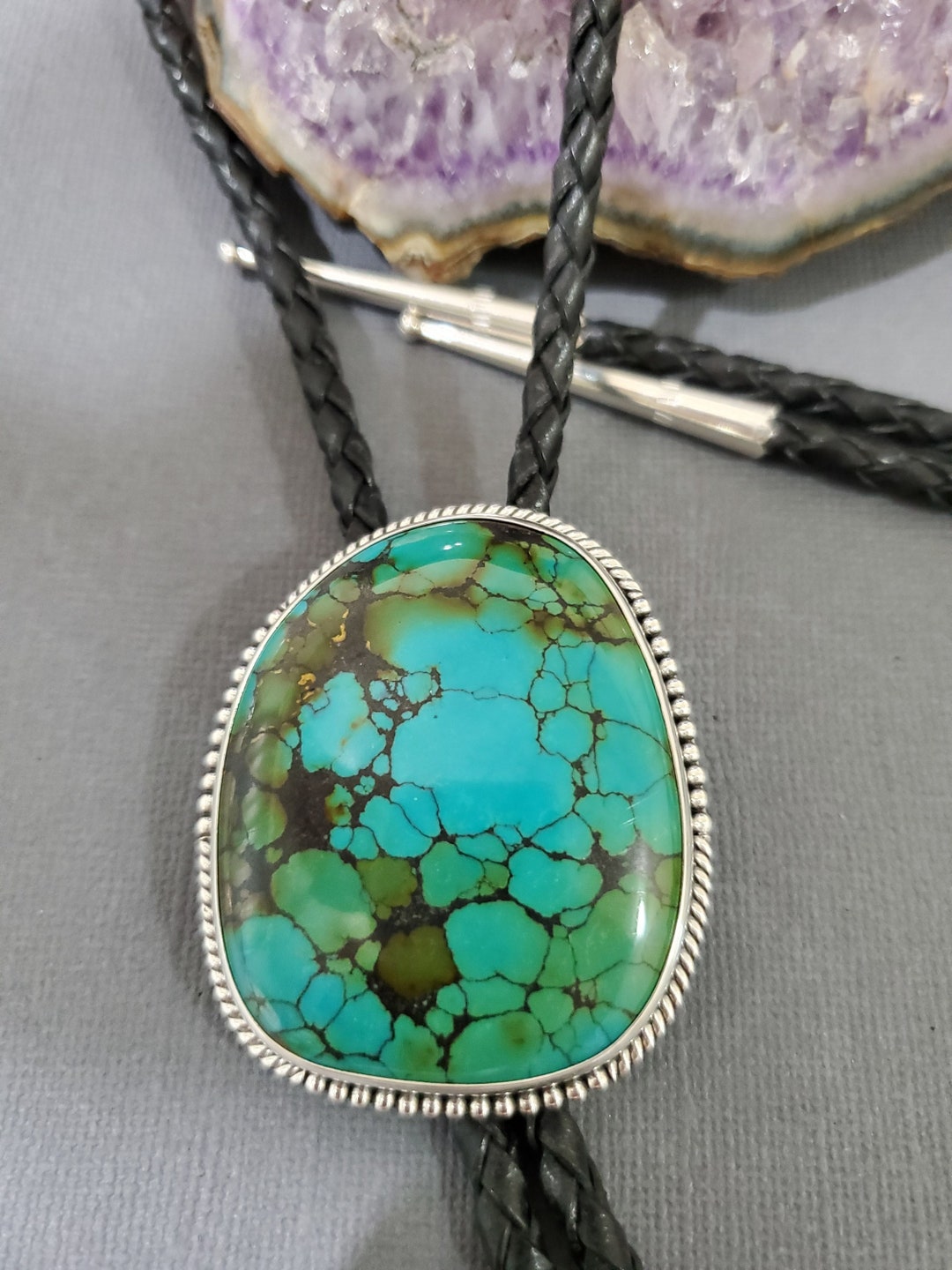 Bolo Tie Turquoise/sterling Silver Bolo Tie/blue Turquoise Bolo ...