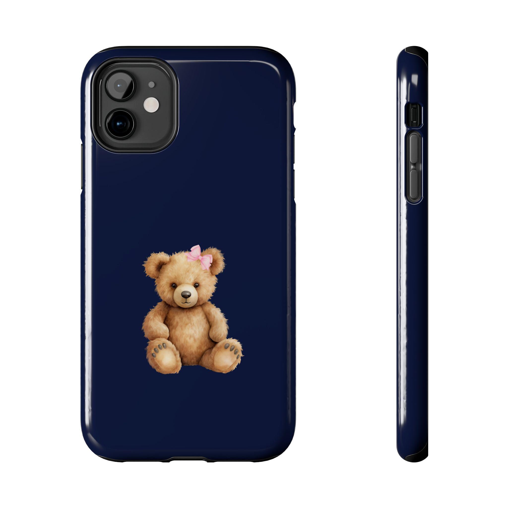 Teddy Phone Case - Navy Blue Background - Protective Phone Cover, Cute ...
