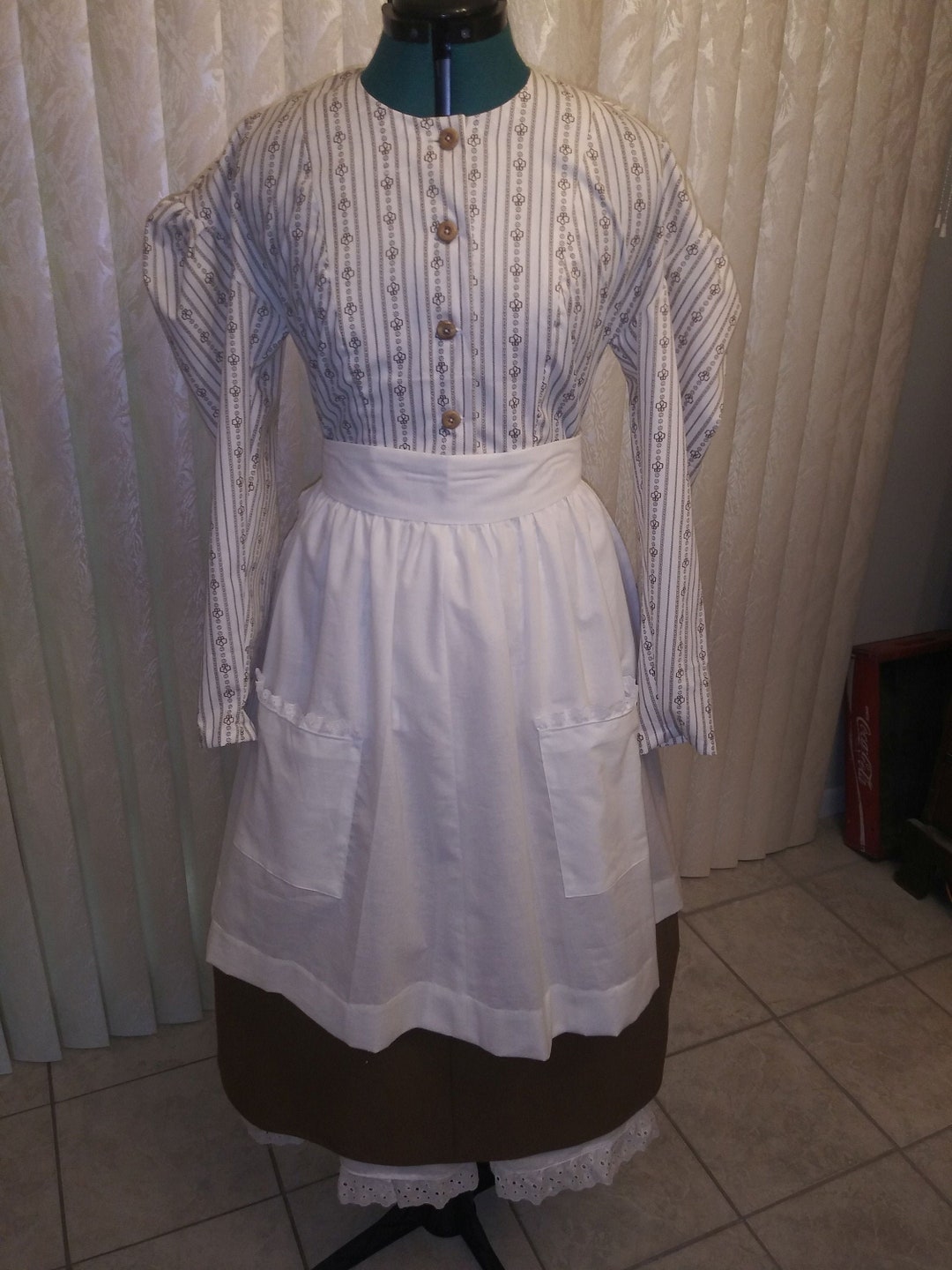1860s Skirt and Blouse With Petticoat and Apron - Etsy