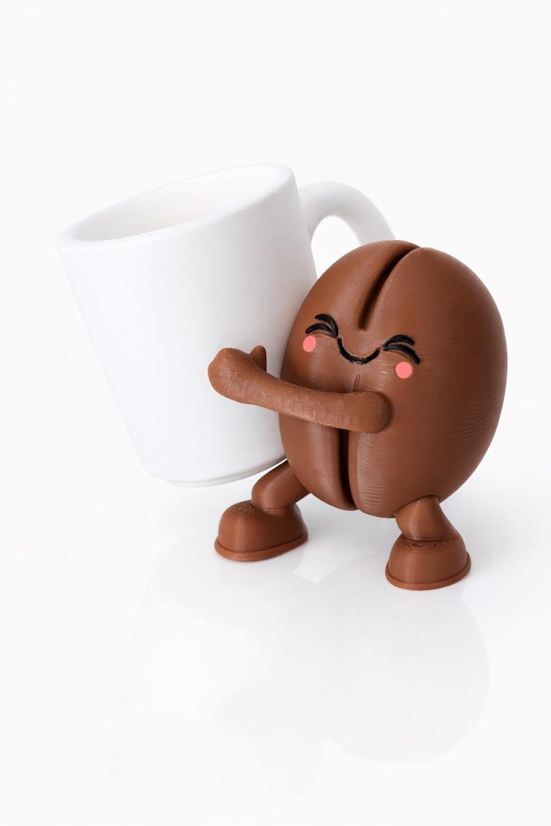 Cute 3D Printed Coffee Bean Figurine – Funny Coffee Decor for Desk or ...