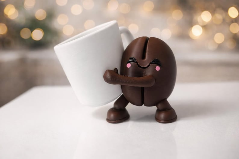 Cute 3D Printed Coffee Bean Figurine – Funny Coffee Decor for Desk or ...