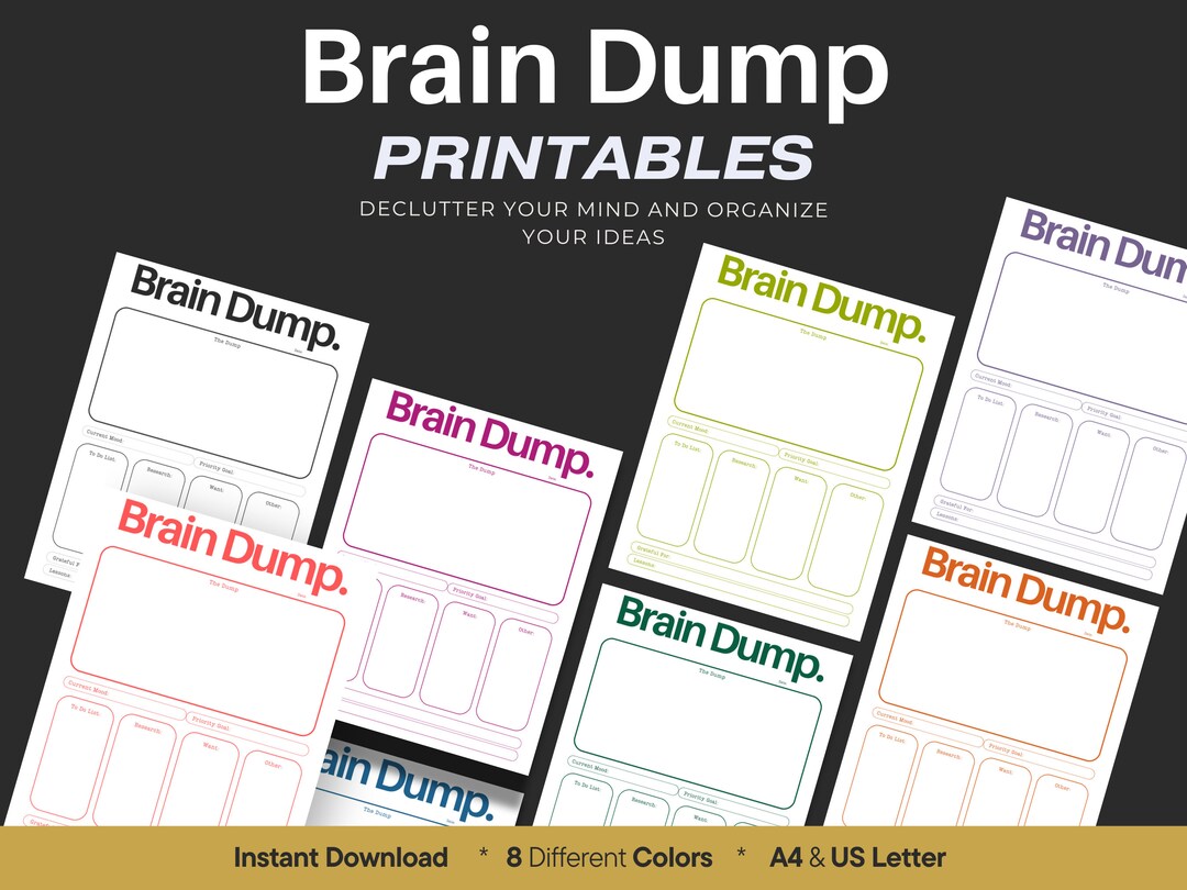 Brain Dump Printable Thought Organizer Organization Planner - Etsy