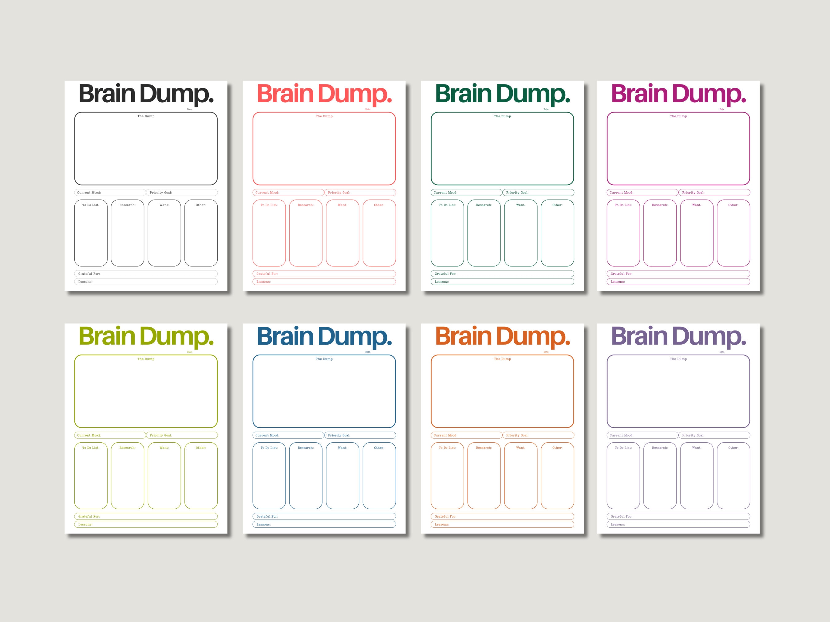 Brain Dump Printable, Thought Organizer, Organization Planner, ADHD ...