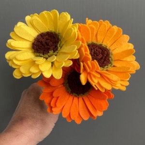 Handmade Felt Gerbera Daisies. Felt Flower Bouquet, Felt Flower Posy ...
