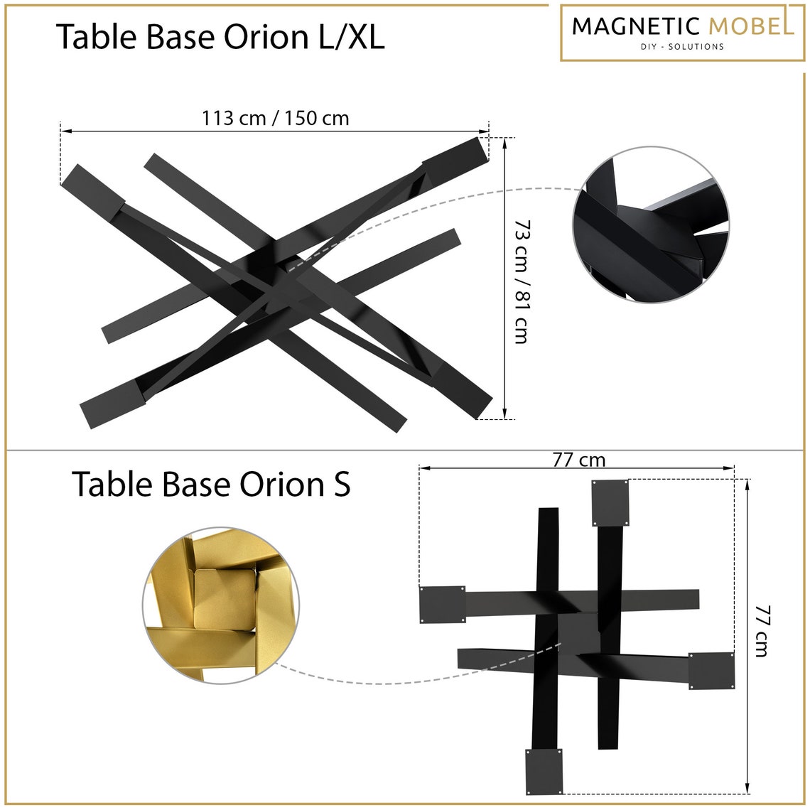 Table Base Orion Table Legs Cross Frame Table Runners Steel - Etsy