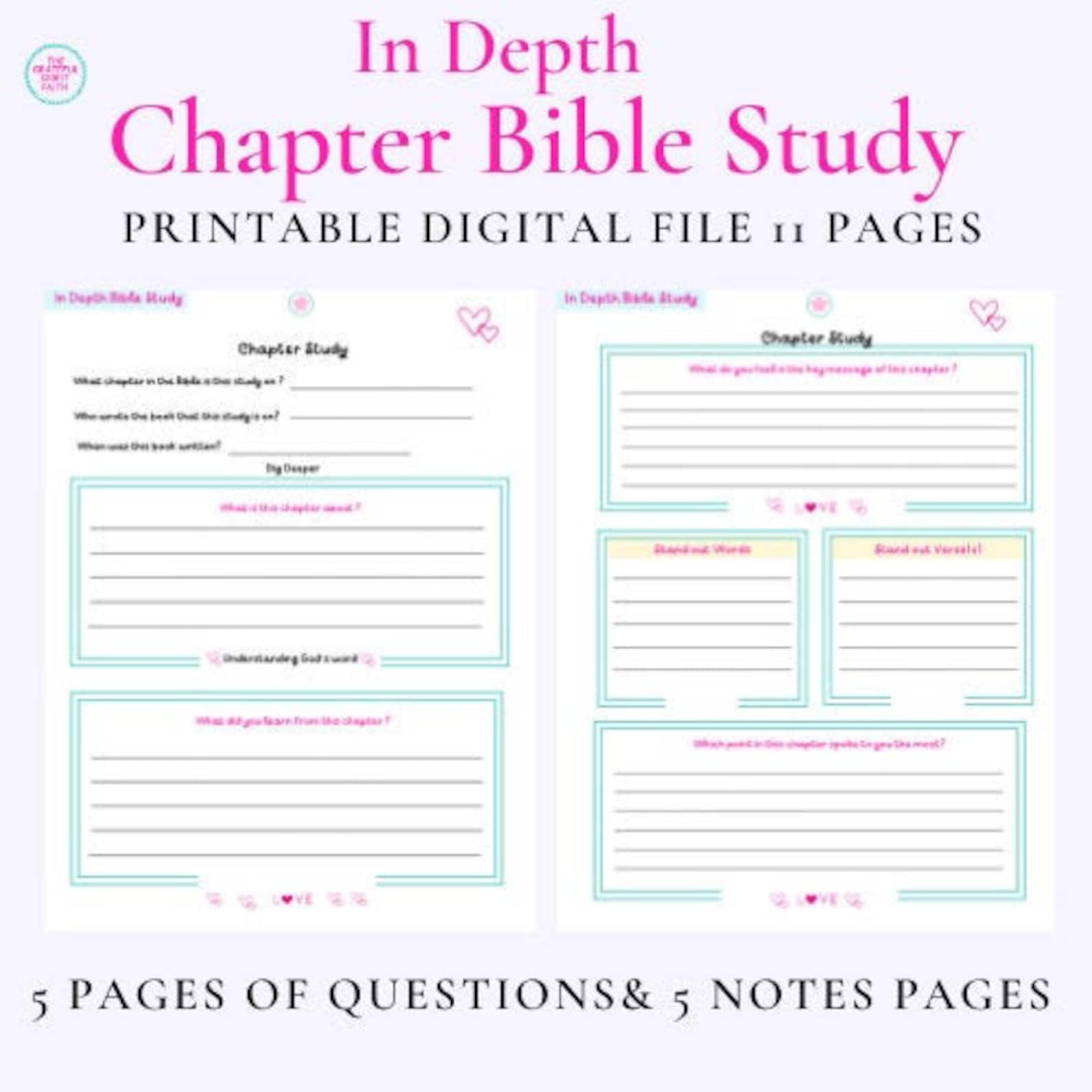IN DEPTH BIBLE Study/chapter Study/bible Notes/ Journal/printable ...