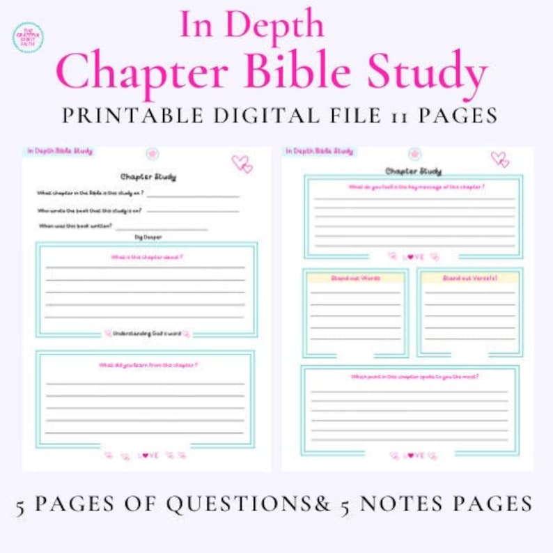 IN DEPTH BIBLE Study/chapter Study/bible Notes/ Journal/printable ...