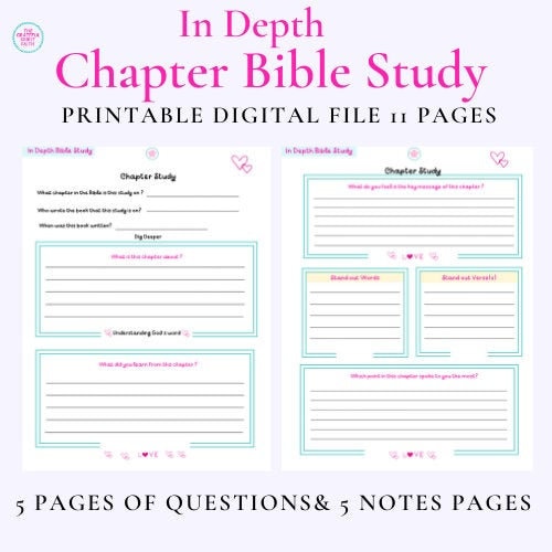 IN DEPTH BIBLE Study/chapter Study/bible Notes/ Journal/printable ...