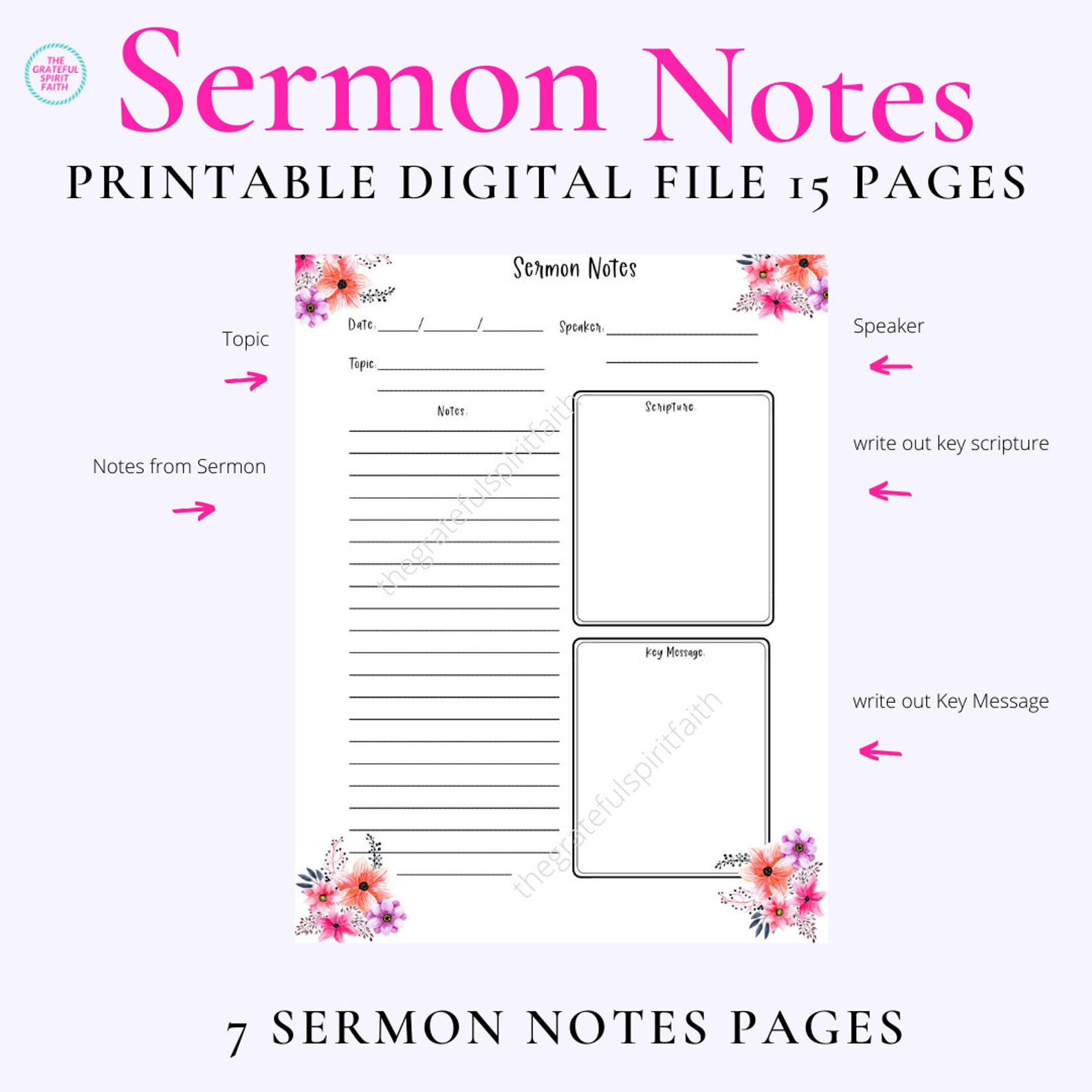 Printable Sermon Notes/ Bible Study/ Scripture Study Printable / Bible ...