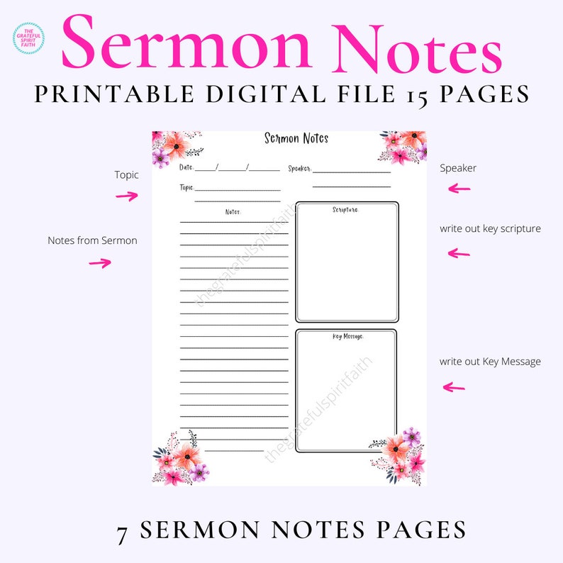 Printable Sermon Notes/ Bible Study/ Scripture Study Printable / Bible ...