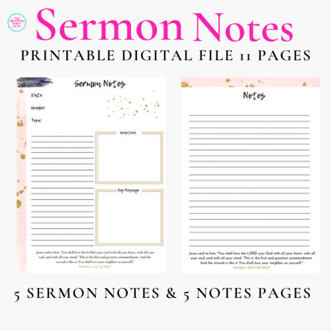 Sermon Notes Journal - Etsy
