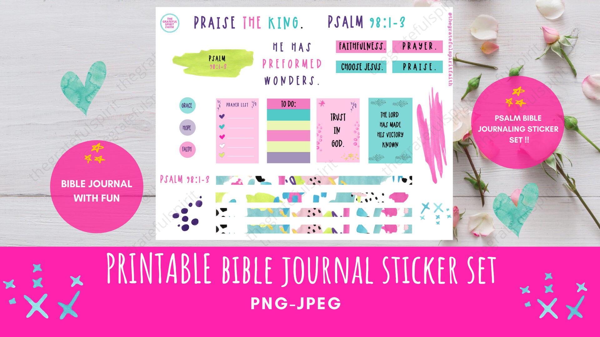 BIBLE JOURNAL PRINTABLE Sticker Set Psalm 98: 1-3 - Etsy