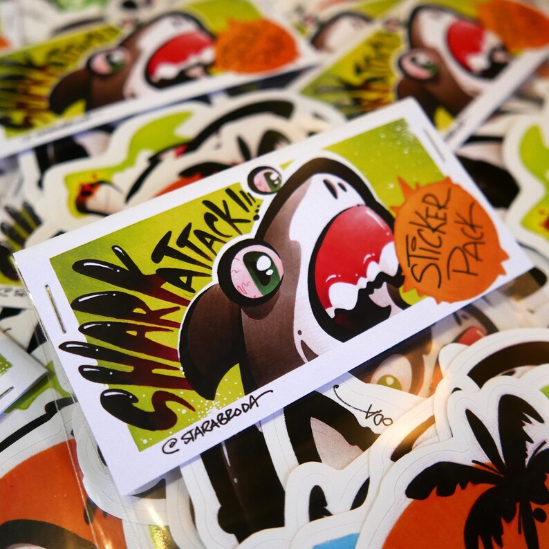 Shark Attack Sticker Pack - Etsy