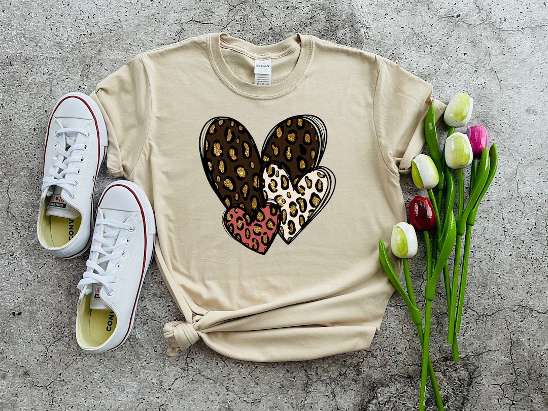 Leopard Hearts Shirt, Gift for Her, Trendy Women Gift Shirt, Love Shirt ...
