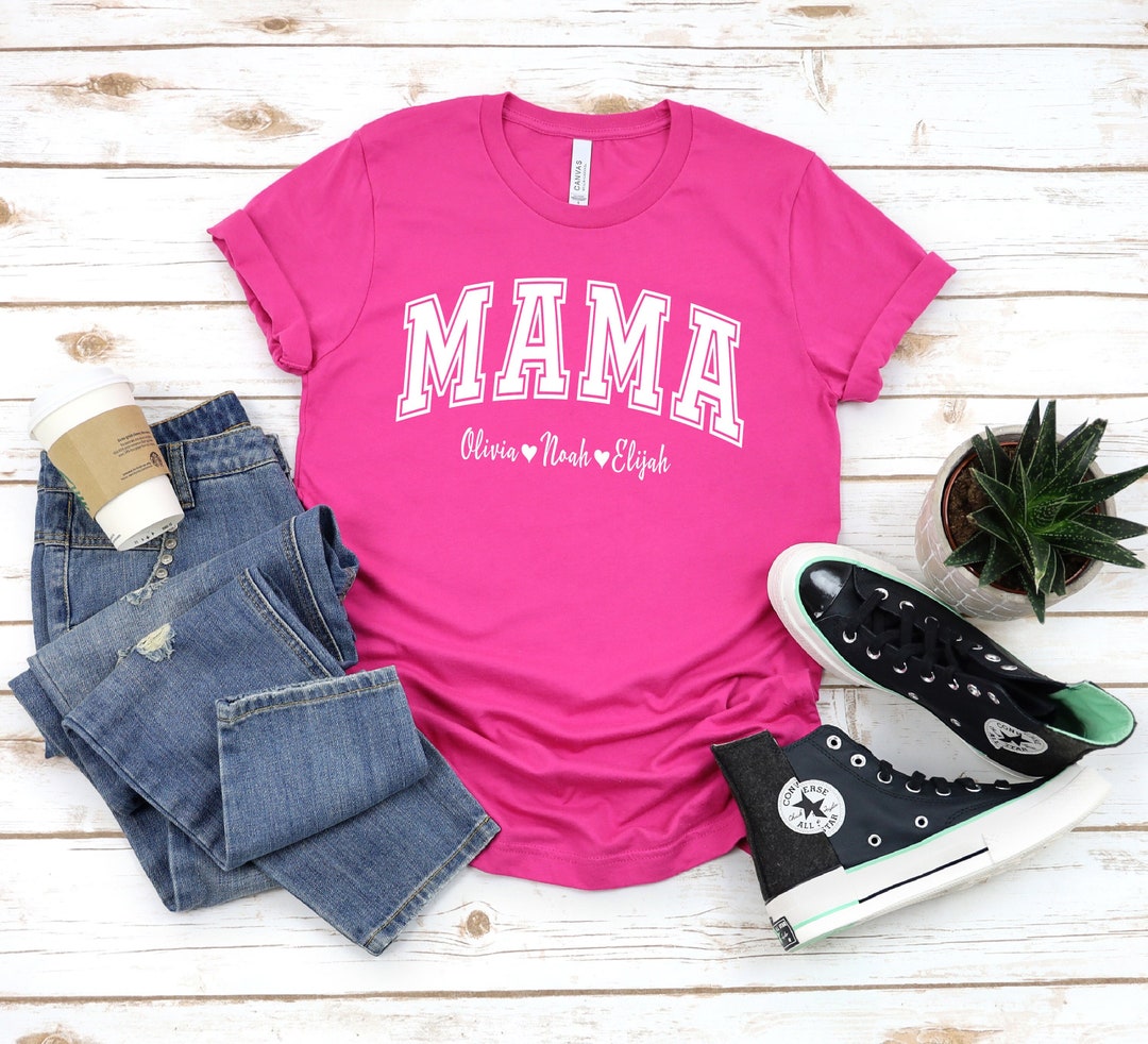 Custom Mama Shirt, Personalized Kids Names Mama T-shirt, Custom Mama ...