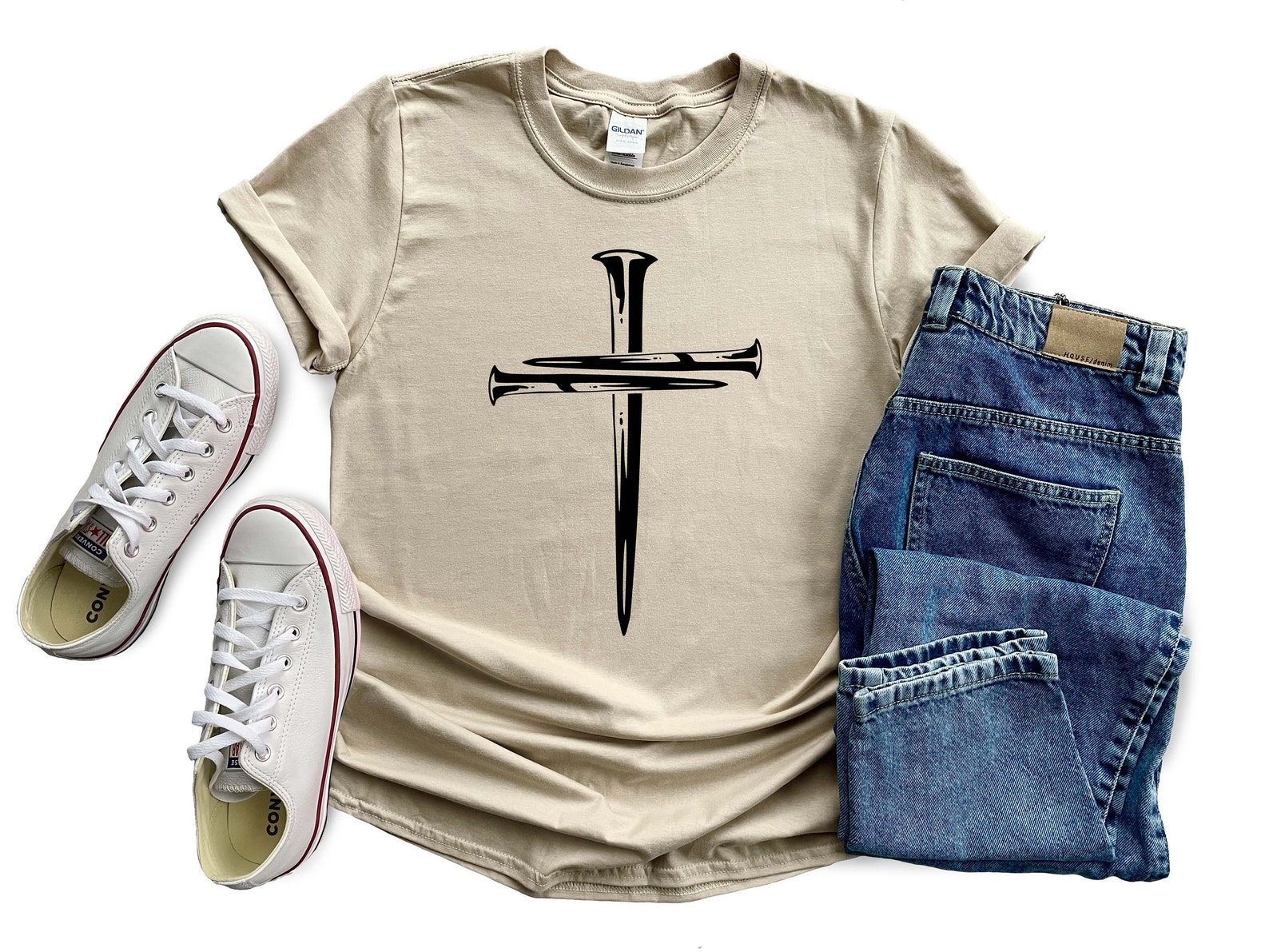 Nails Cross Shirt Jesus Shirt Cross T-shirt Christian | Etsy