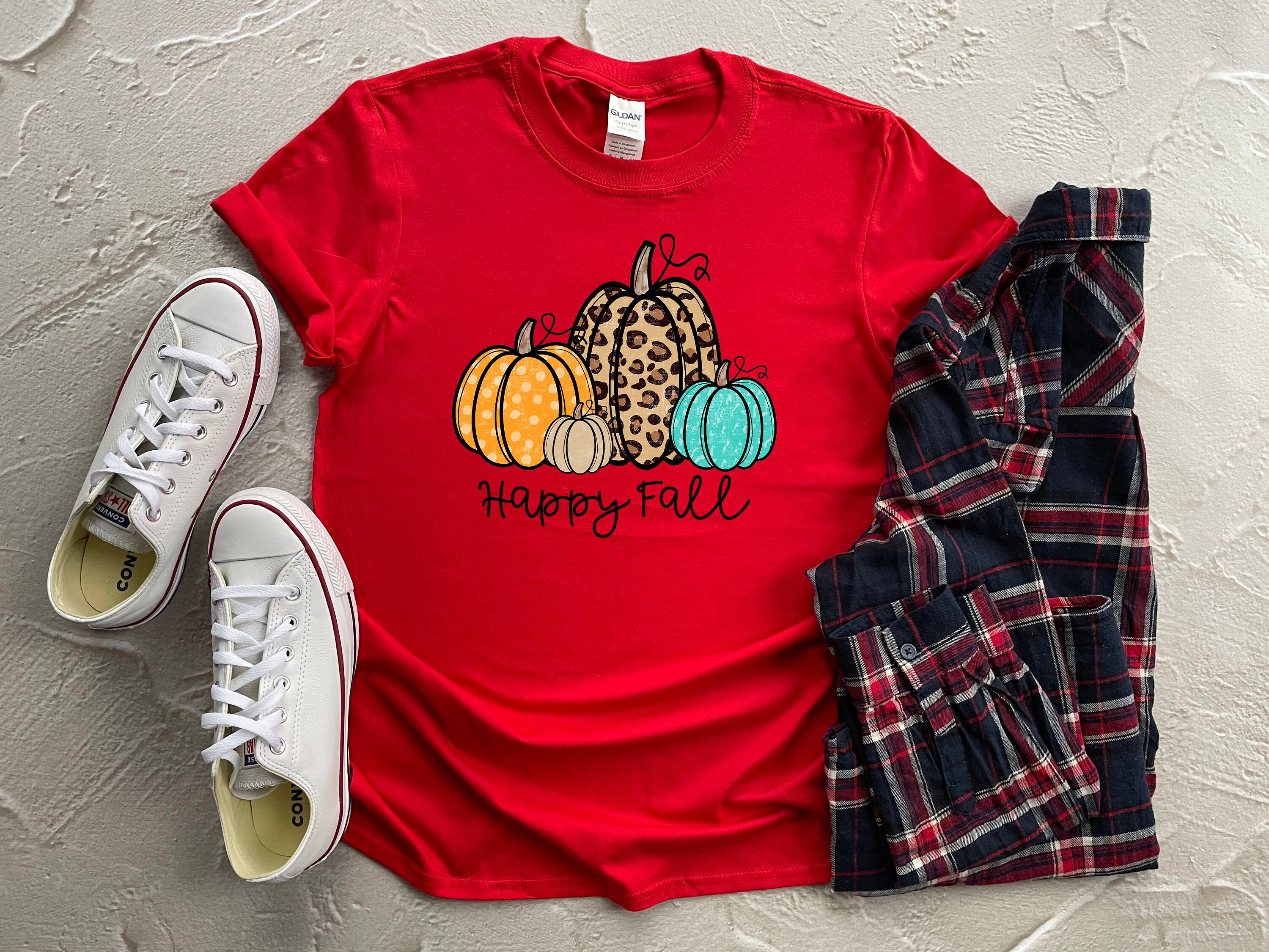 Happy Fall Leopard Pumpkin Shirt Pumpkins Women Shirt - Etsy.de