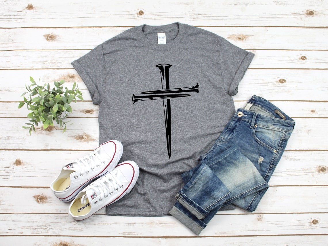 Nails Cross Shirt Jesus Shirt Cross T-shirt Christian | Etsy