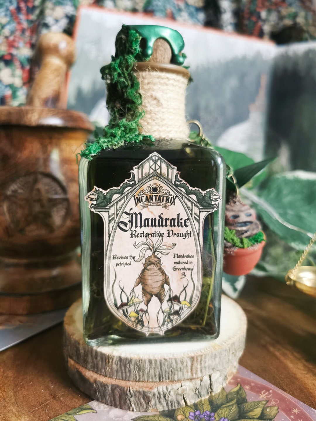 Mandrake Restorative Draught | Potion Bottle | Realistic | Nature Green ...