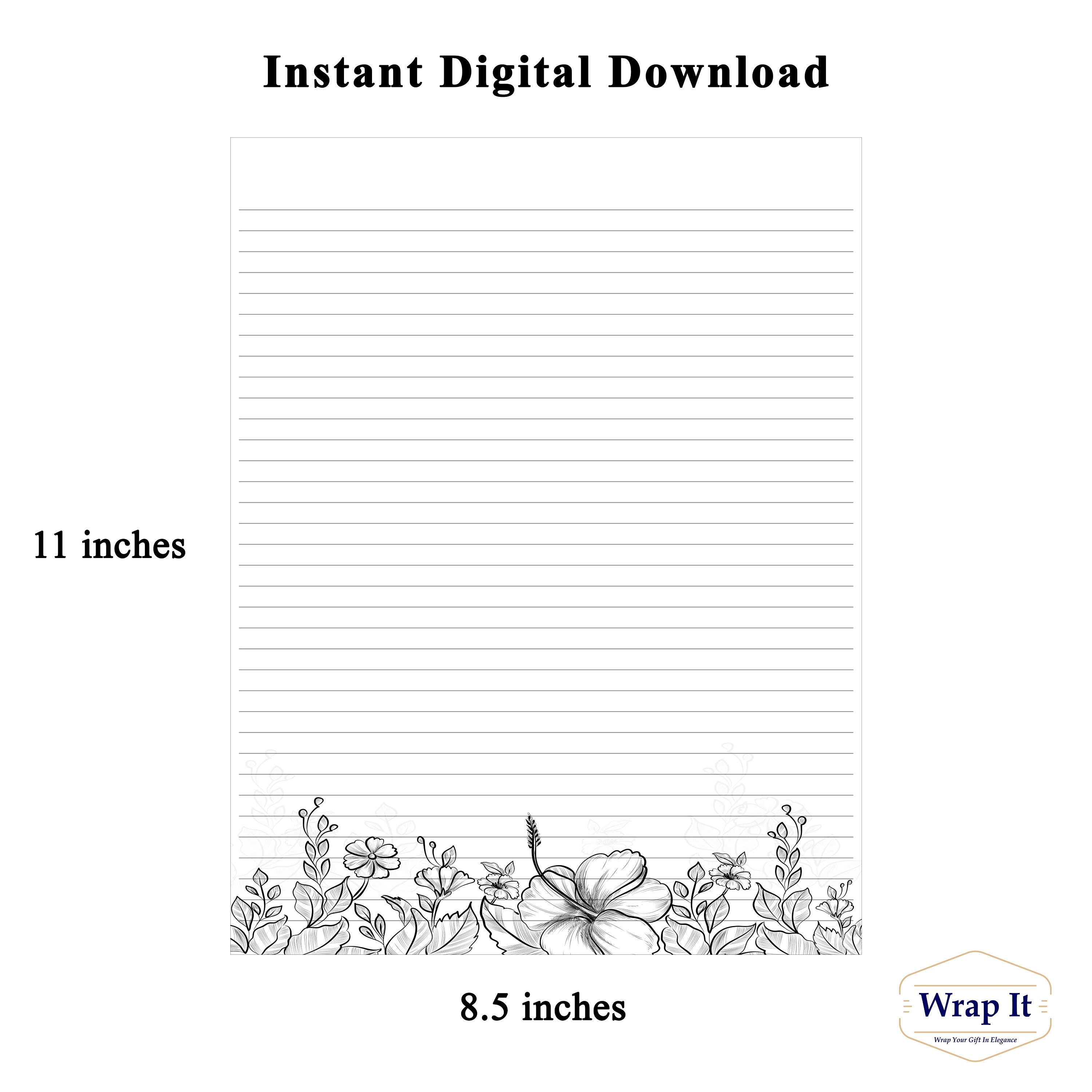 JW Printable Letter Writing Paper | Printable Stationary | Black and ...