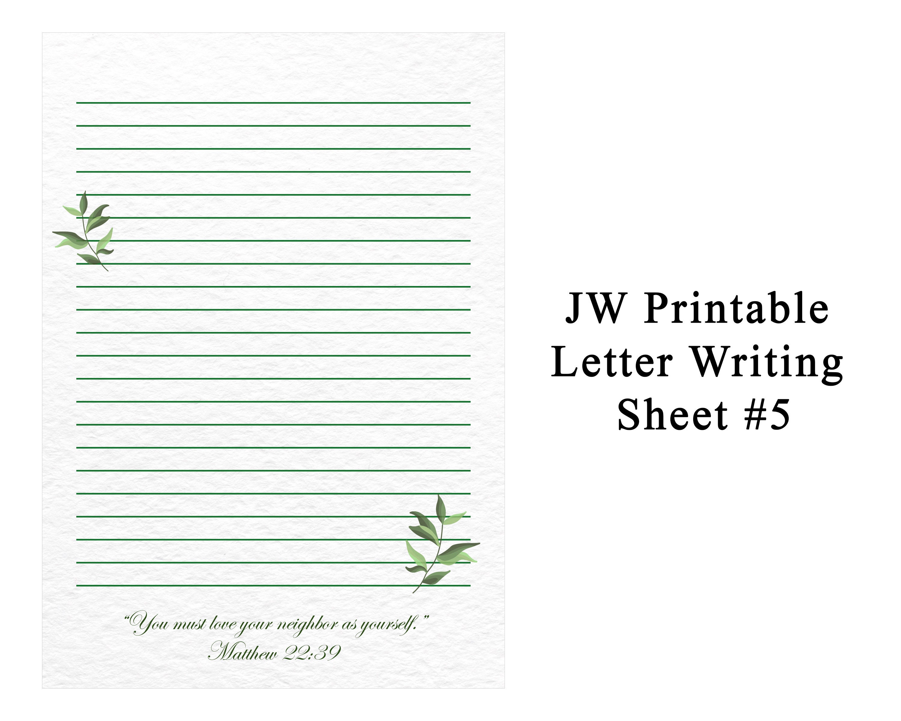 JW Letter Writing Paper | Letter Writing Set | Printable Stationary ...