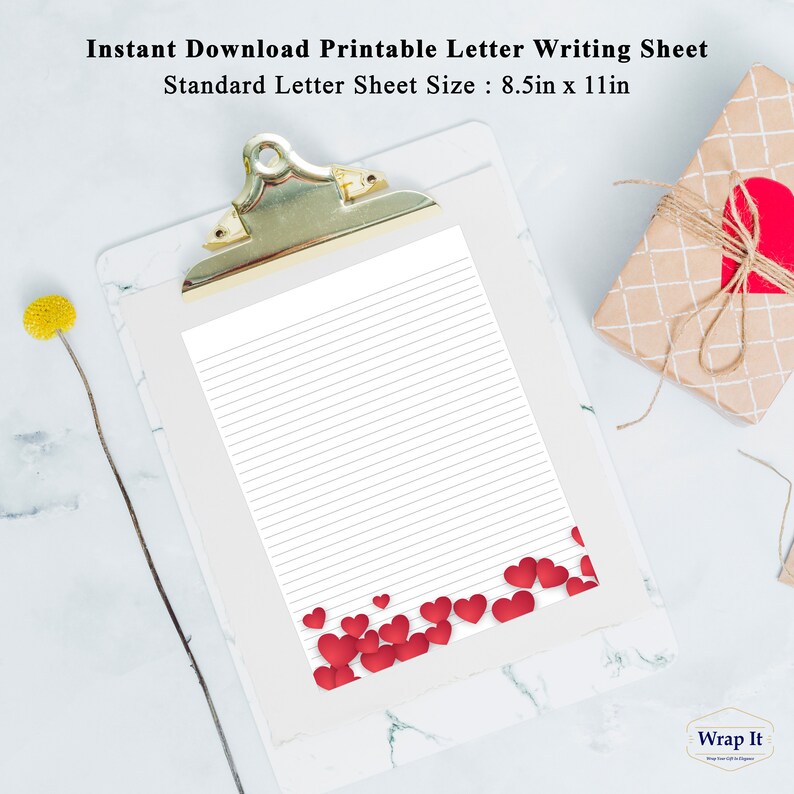 Printable Love Letter Writing Sheet | Line Paper | | Instant Download ...