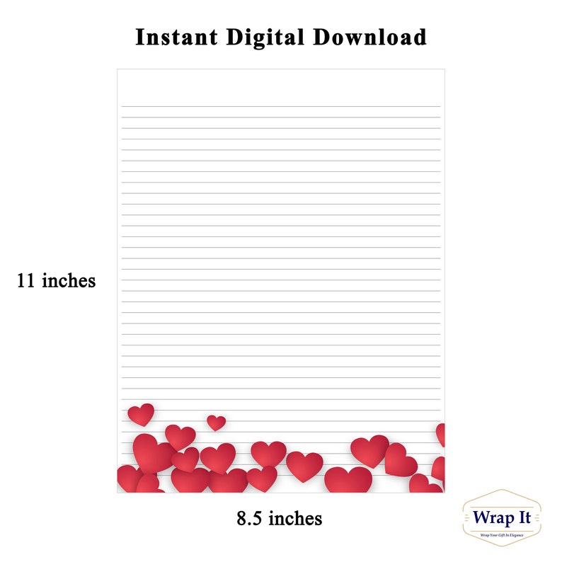 Printable Love Letter Writing Sheet | Line Paper | | Instant Download ...