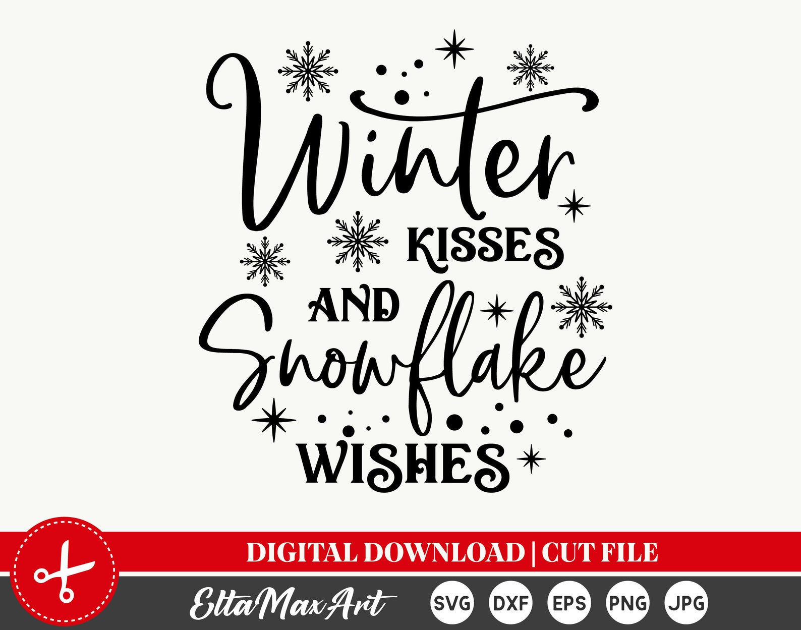 Winter kisses and snowflake wishes Svg Christmas SVG Winter | Etsy