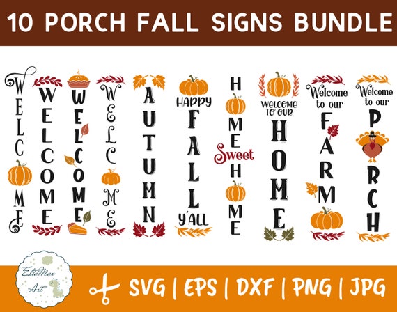 10 Fall Porch svg Fall SVG Fall Vertical Sign Bundle svg | Etsy