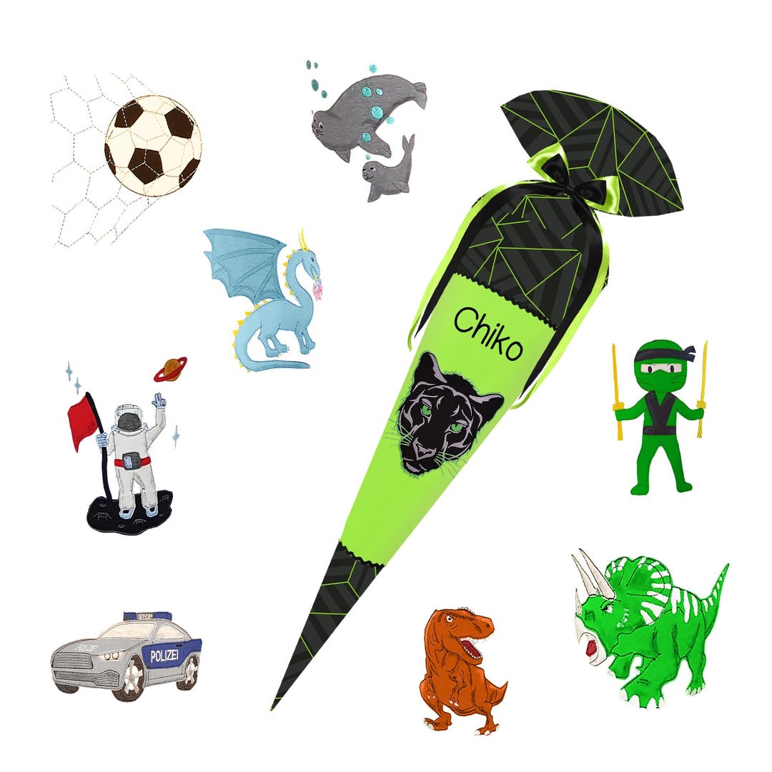 Dark Cat Chiko (matching Step by Step) Sewn School Cone Personalized ...