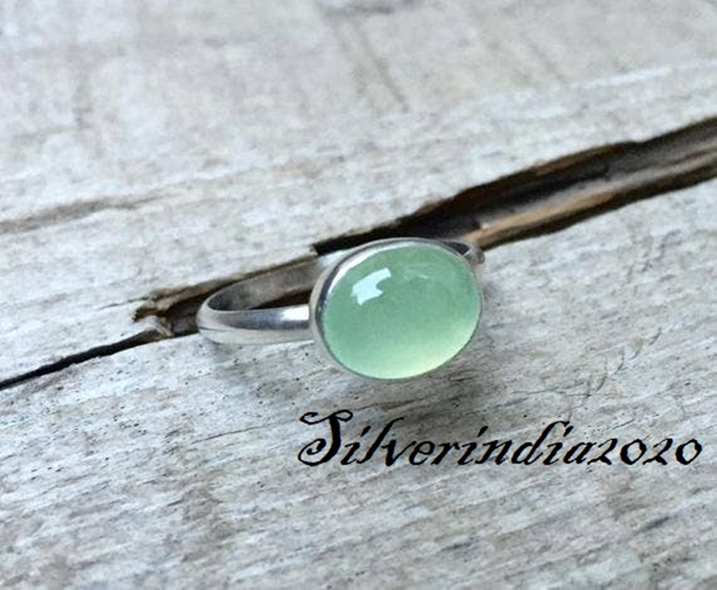 Prehnite Ring 925 Sterling Silver Oval Stone Shape Ring | Etsy