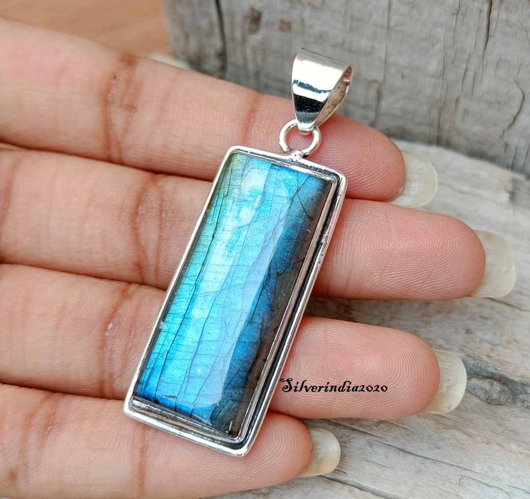 Labradorite Pendant 925 Sterling Silver, Stunning Deep Blue Labradorite ...