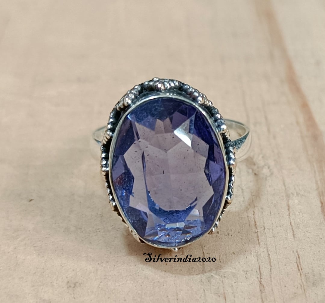 Handmade Natural Iolite Sterling Silver Band Ring - Etsy