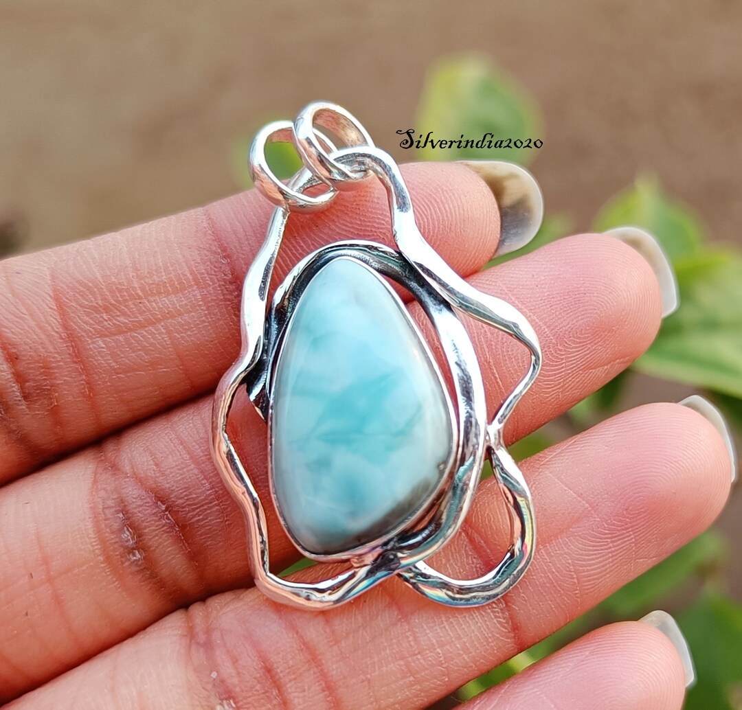 Larimar 925 Sterling Silver Pendant, Women's Gemstone Jewelry - Etsy