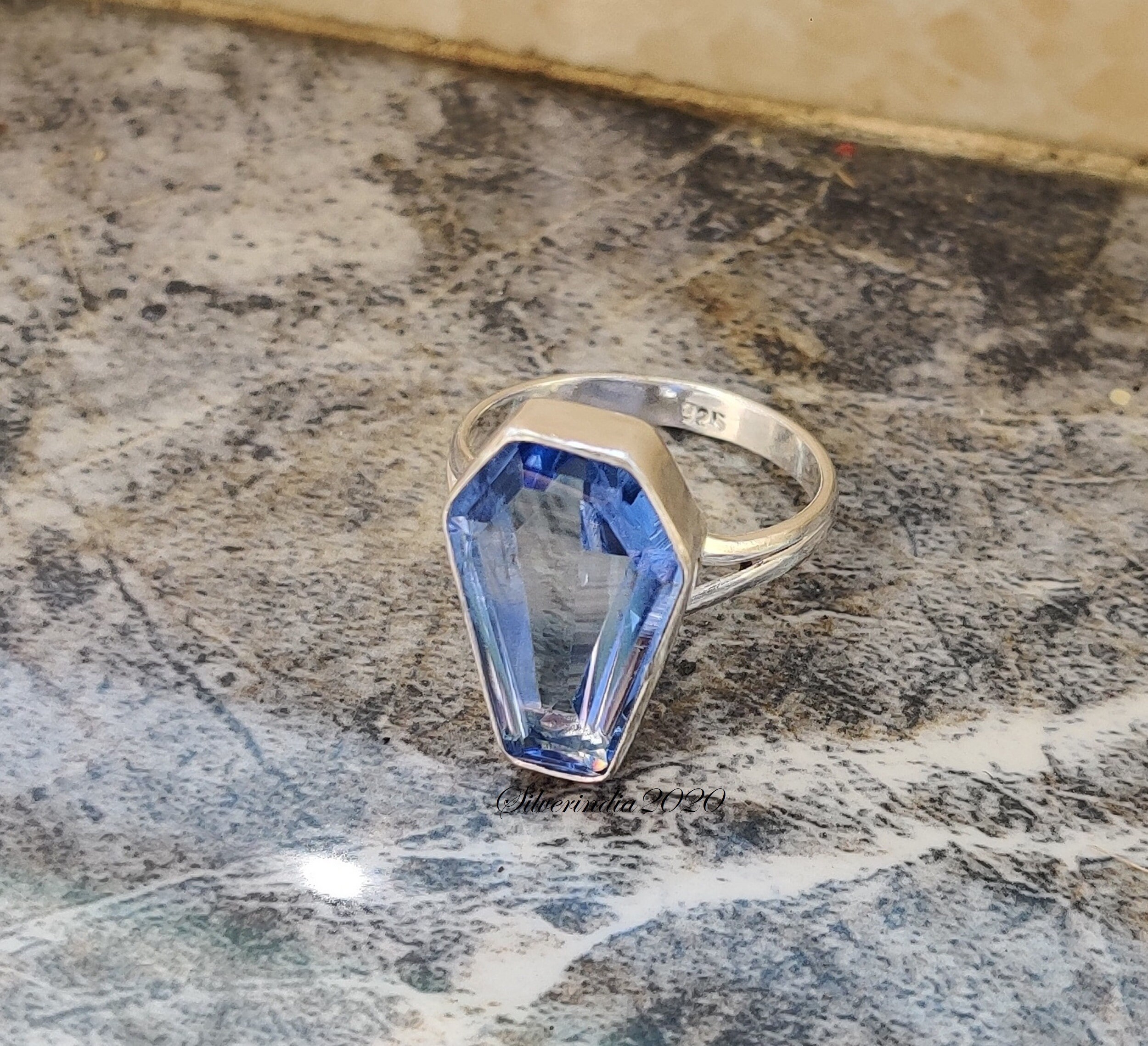 Coffin Ring Iolite Coffin Ring 925 Sterling Silver Coffin | Etsy