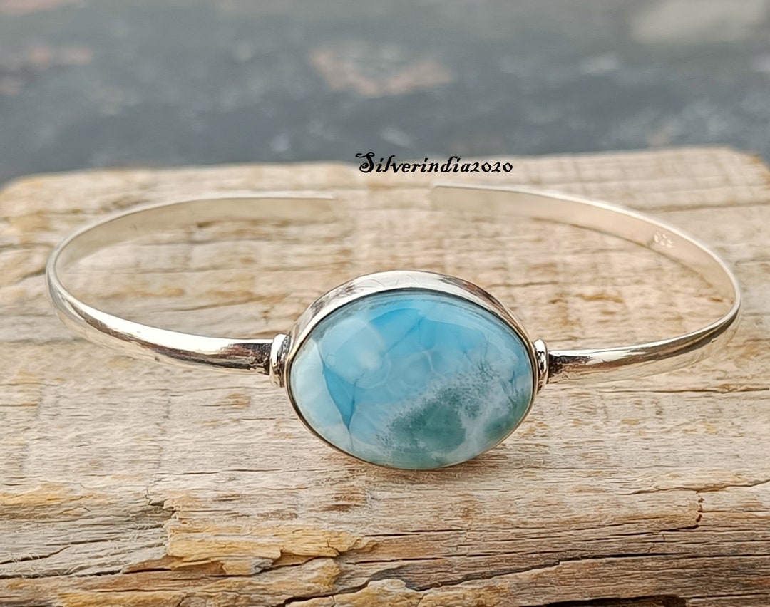 Larimar Bangle, 925 Silver Bangle, Handmade Bangle, Women Bangle ...