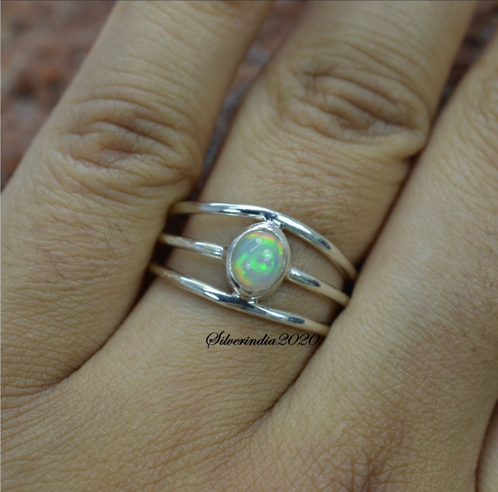 Opal Ring Gemstone Ring 925 Sterling Silver Ring Opal Band - Etsy