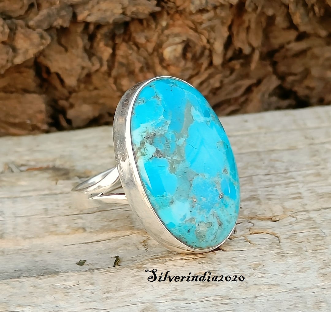 Mohave Turquoise Ring, 925 Sterling Silver Ring, Handmade Ring ...