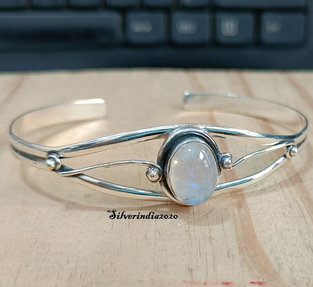 Moonstone Bangle, 925 Sterling Silver Bangle, Handmade Bangle ...