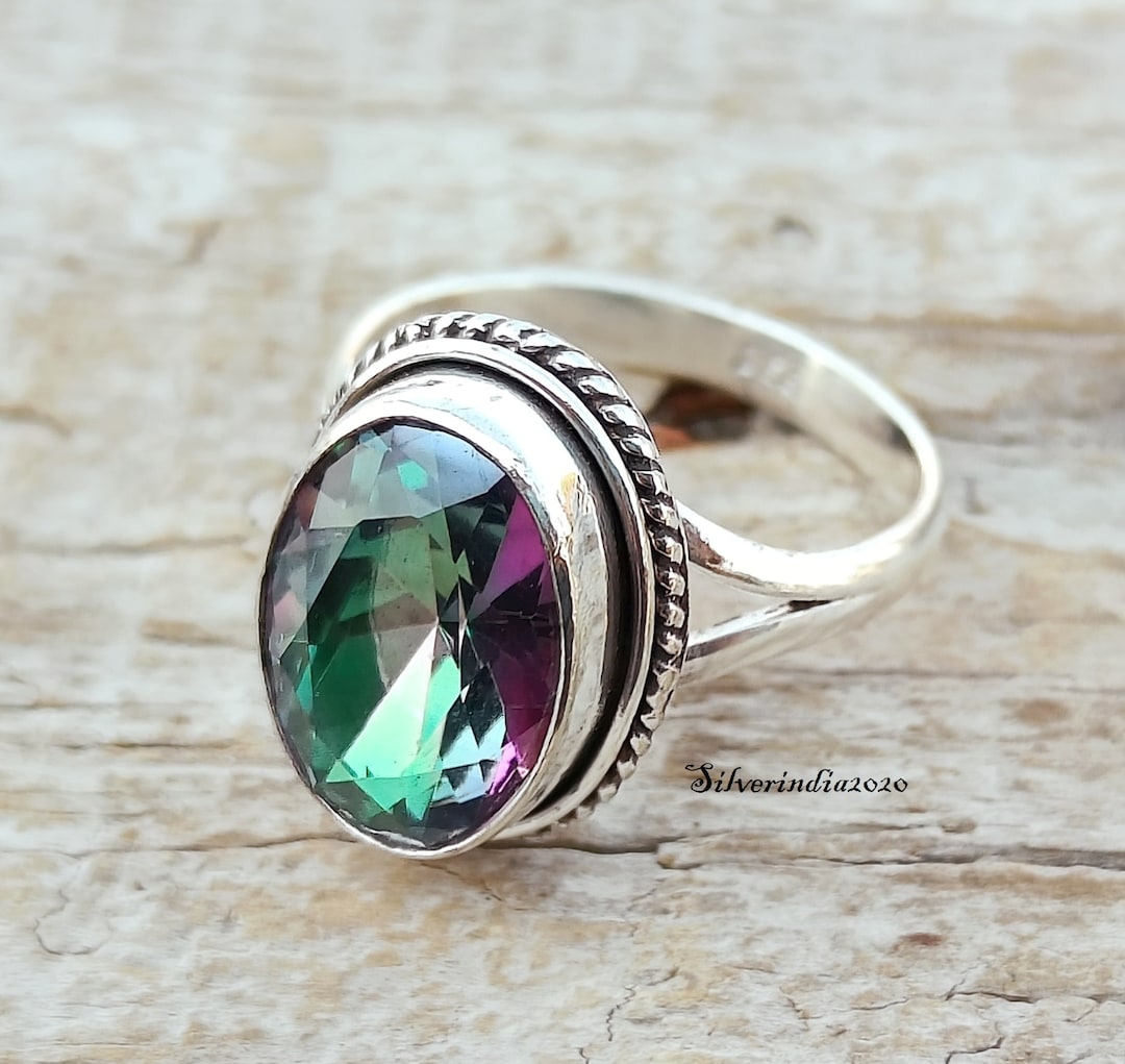 Mystic Topaz Ring, Handmade Silver Ring for Gift, 925 Sterling Silver ...
