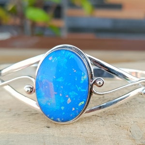 Australian Opal Bangle,925 Sterling Silvers Bangle, Cuff Bangle ...