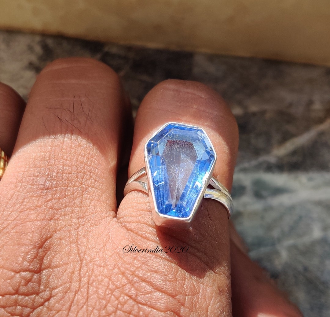 Coffin Ring, Iolite Coffin Ring, 925 Sterling Silver Coffin, Gemstone ...